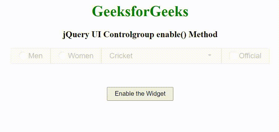 jQuery UI controlgroup enable()方法|极客教程 jQuery UI controlgroup enable()方法|极客教程